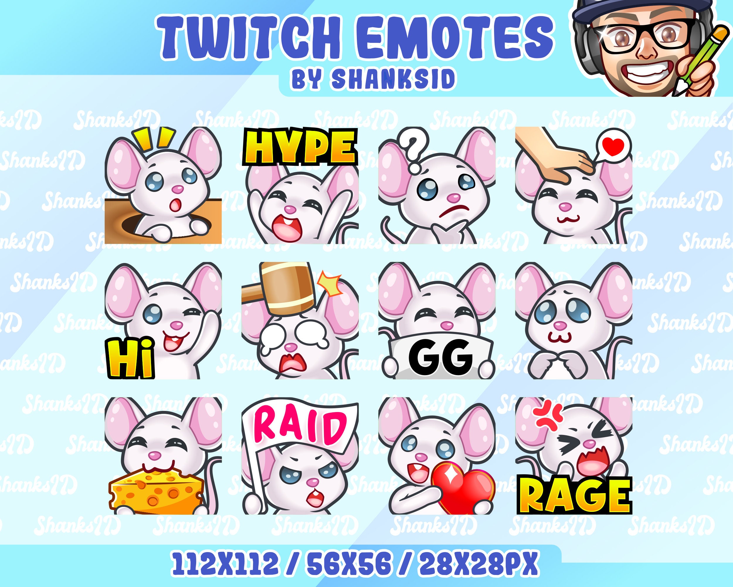 12x Twitch Emotes / White Mouse (Download Now) - Etsy