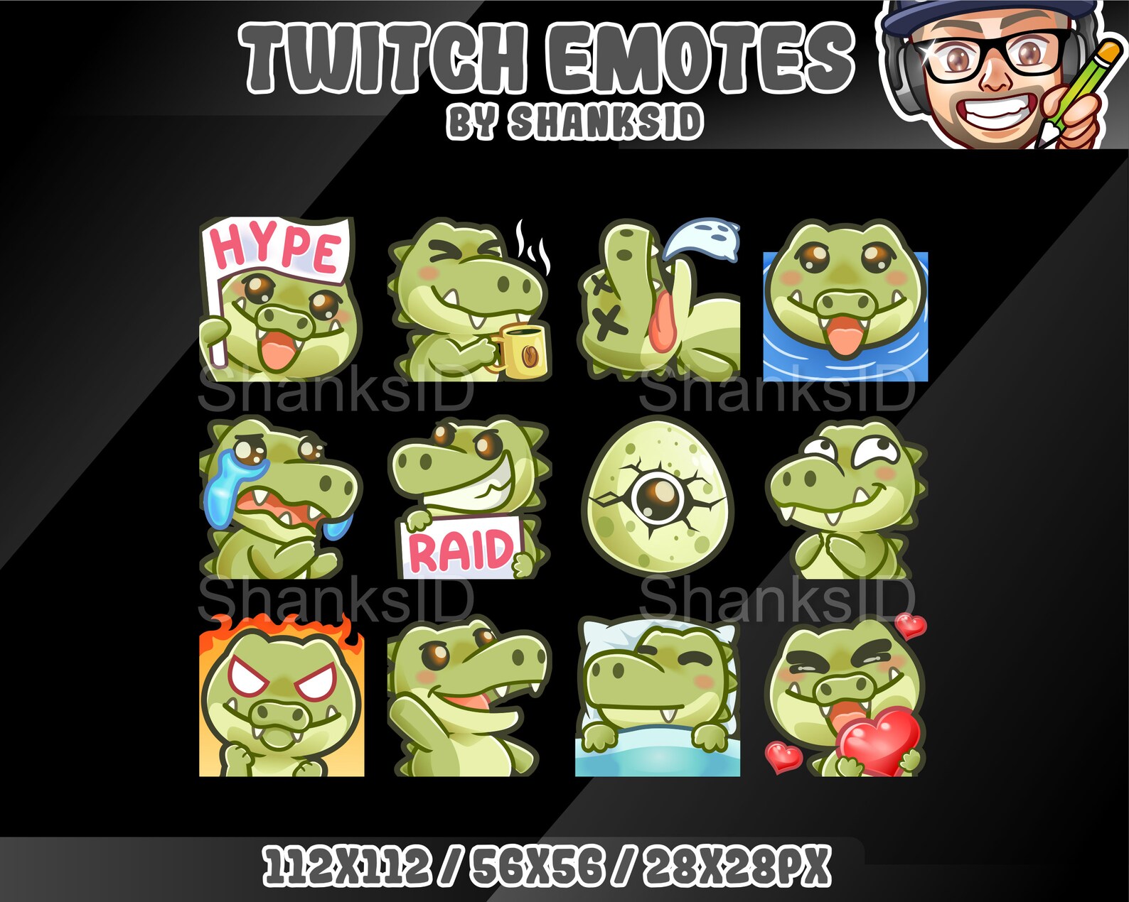 Crocodile Alligator Emotes Pack, Twitch and Discord (digital Download ...