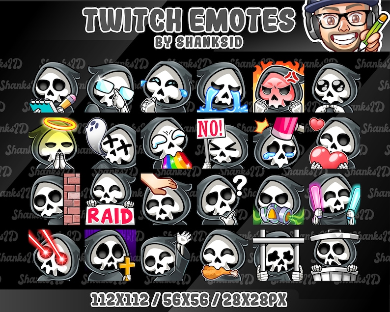 24x Twitch Emotes / Skull Reaper - Etsy