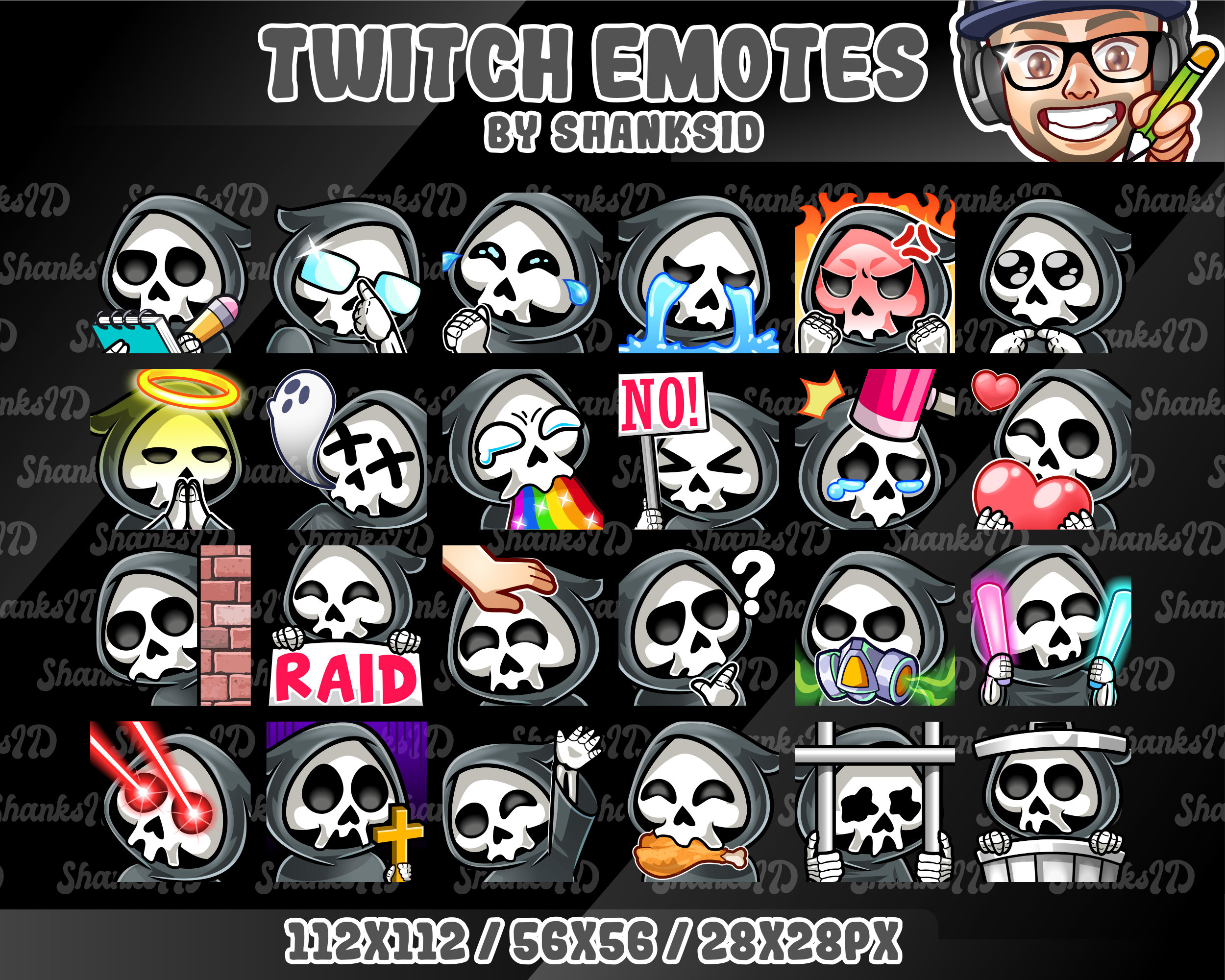 24x Twitch Emotes / Skull Reaper - Etsy