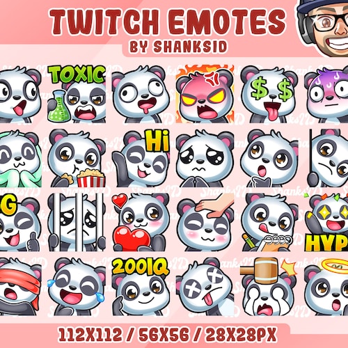 Panda Twitch/discord Emotes Pack 1 & 2 set of 14 - Etsy