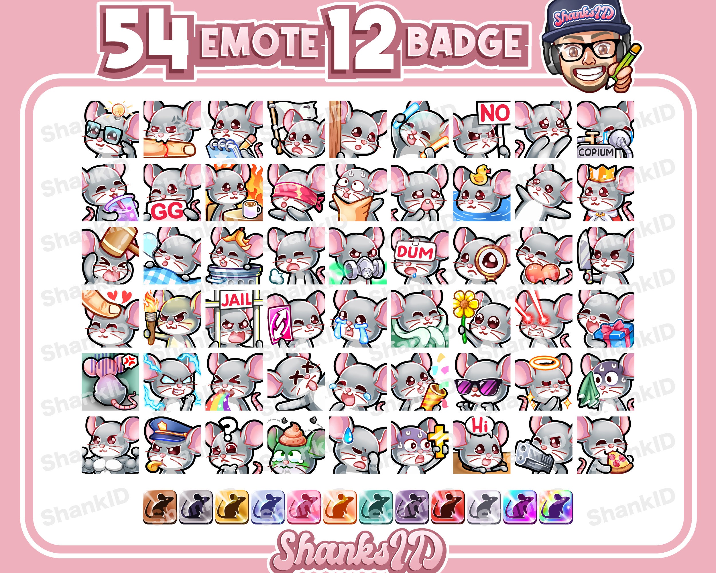Mega Mouse Emote Package + Sub Badges (twitch/discord) - Etsy