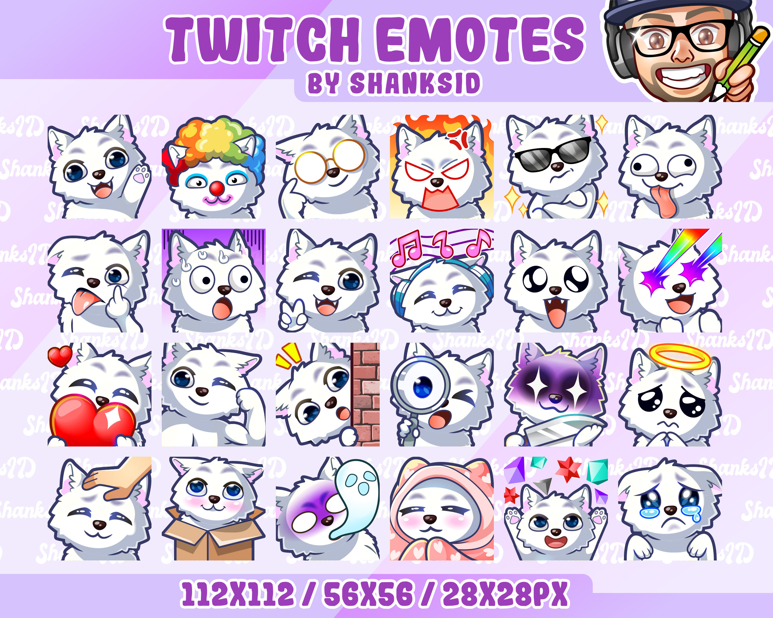 24x Twitch Emotes / White Wolf - Etsy