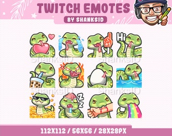 SNAKE EMOTES 9 Twitch Emote Pack Hype, Goofy, Cozy, Hi, Love Etc. - Etsy