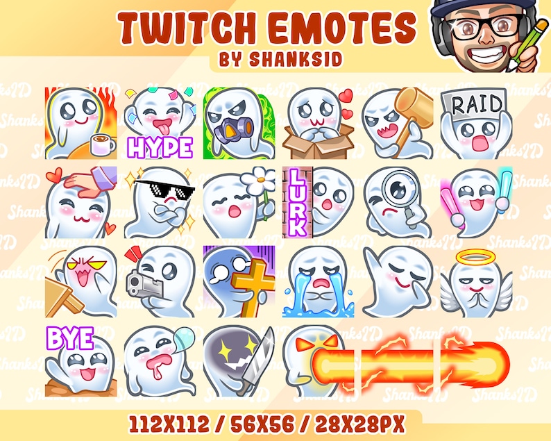 24x Twitch Emotes / Cute Ghost - Etsy