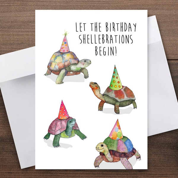 Turtle Themed Birthday Card - Etsy