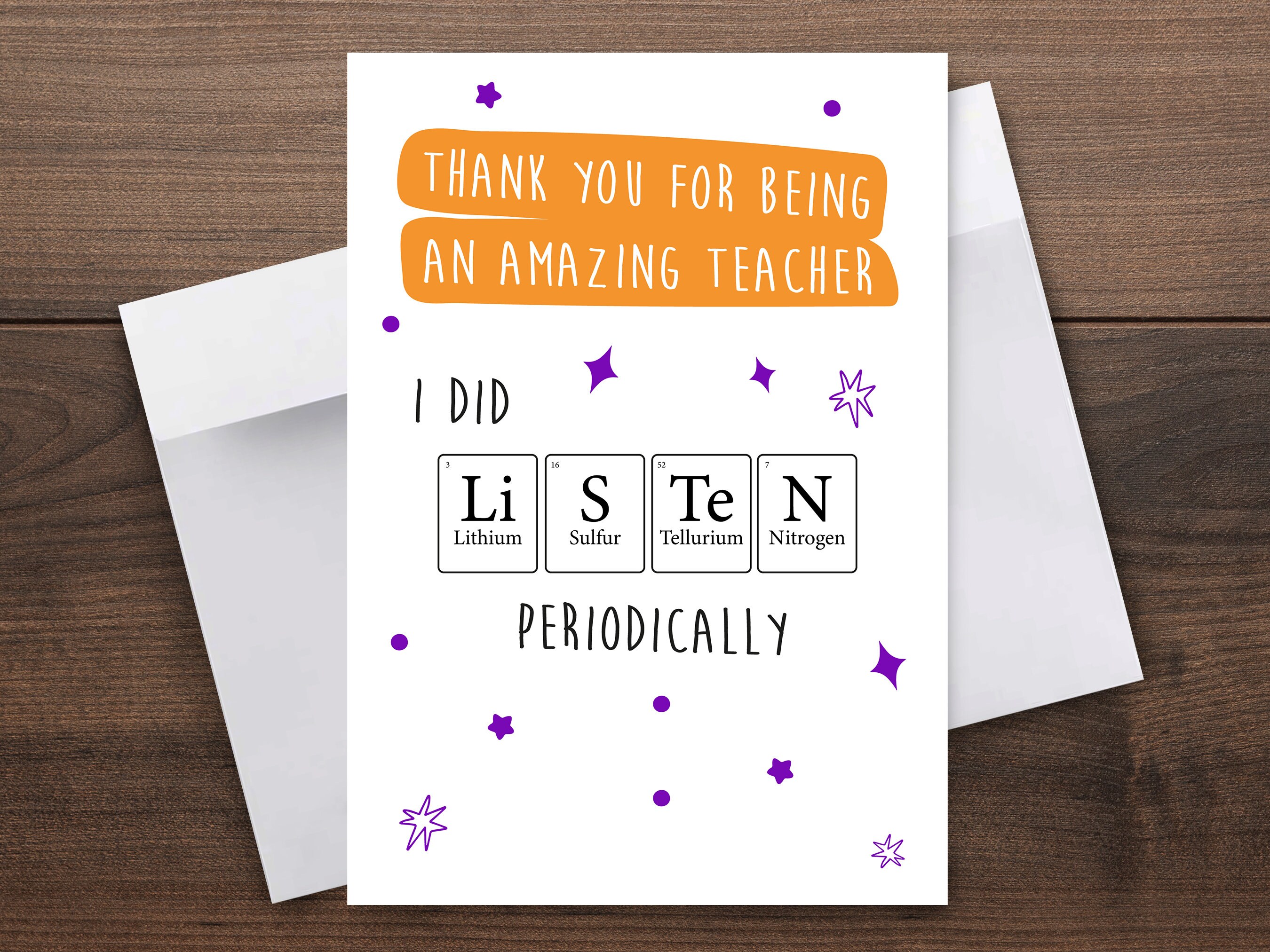 Science Periodic Table Themed Teacher Thank You Card. Thank - Etsy UK