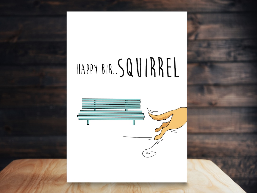 Distracted Dog SQUIRREL Funny Birthday Card | Labrador Retriever Beige ...