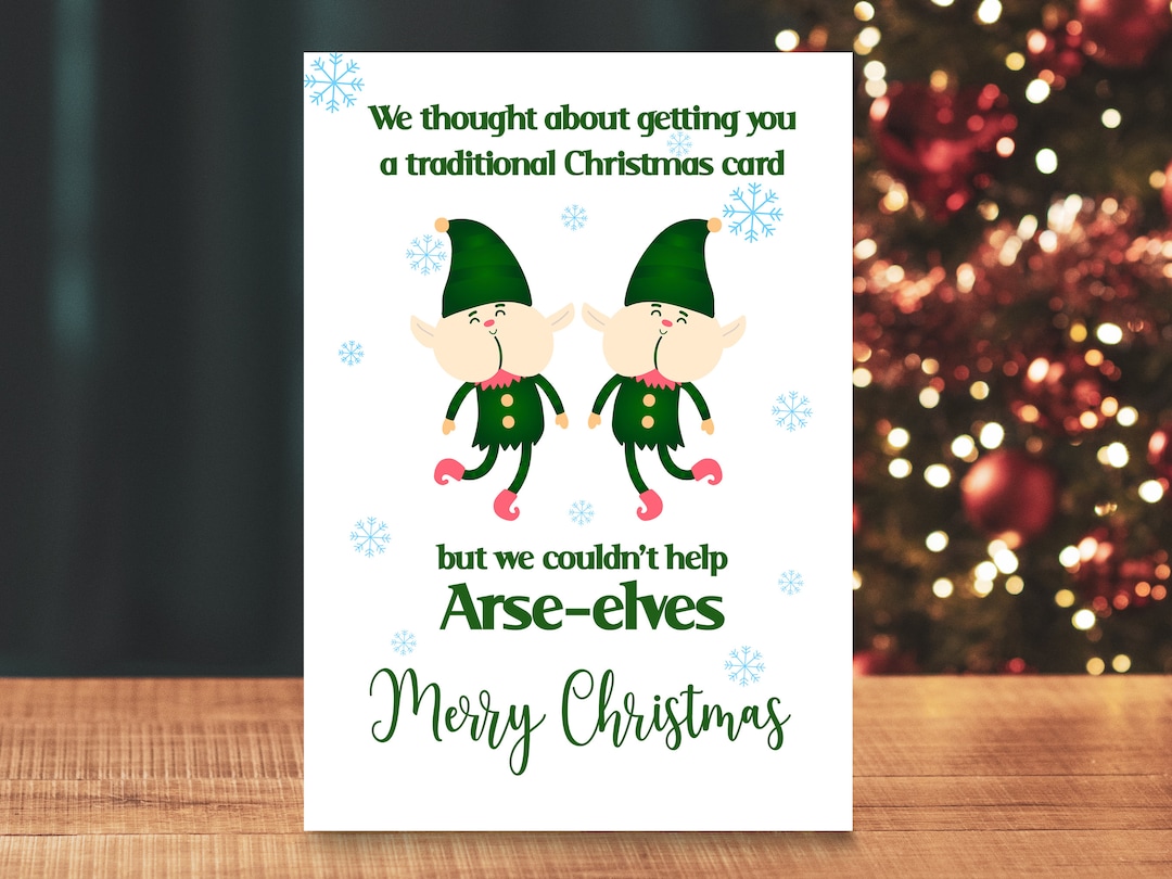 Naughty Elf Elves Funny Christmas Card - Etsy