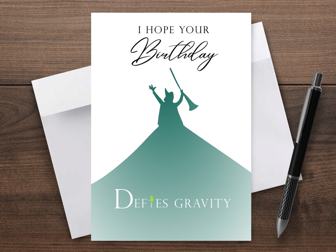 Wicked Themed Birthday Card Defying Gravity Wicked the Musical Themed ...