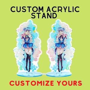Custom Acrylic Anime Stand Figurine Standee Rainbow Holographic Gaming ...
