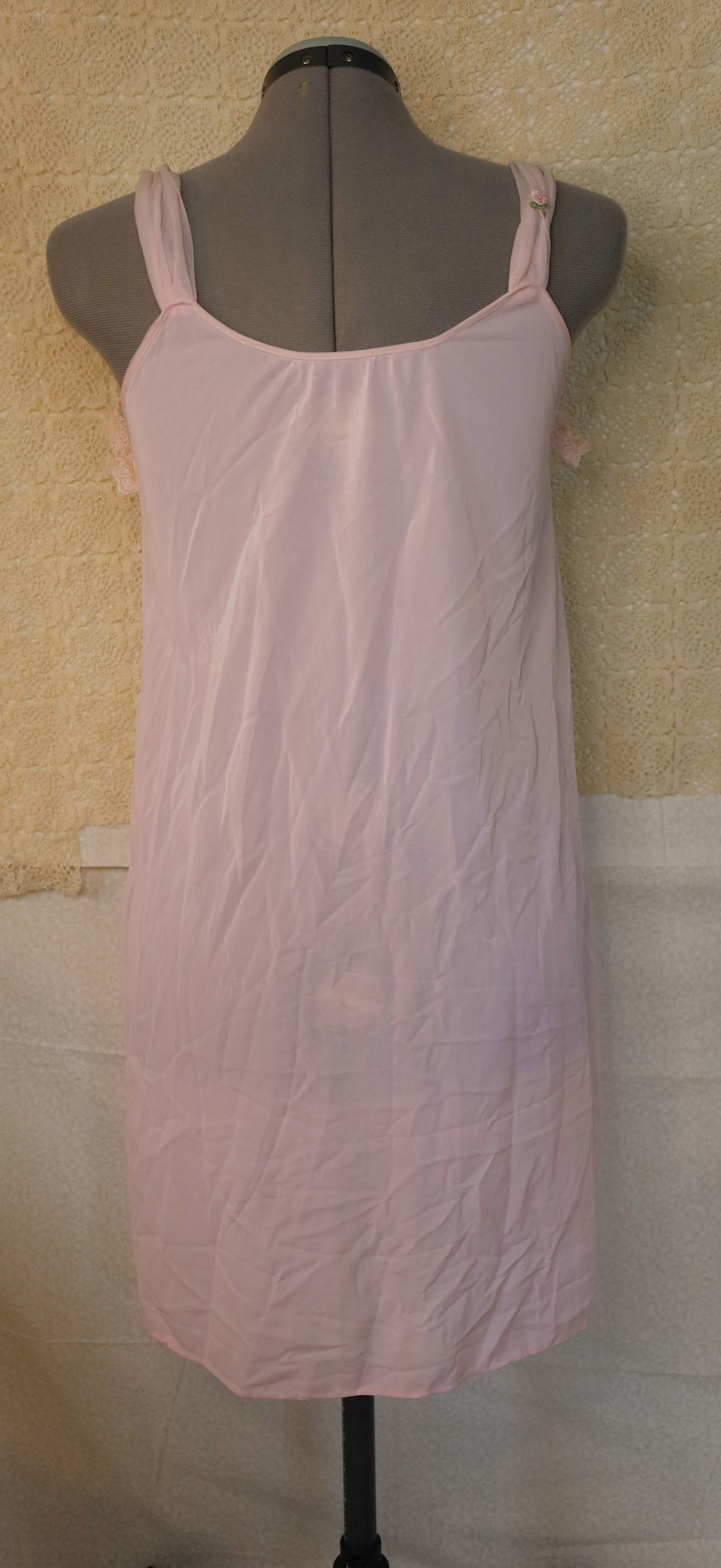 Vintage Pink Rose Ruffle Baby Doll Nylon Nightgown Slip - Etsy