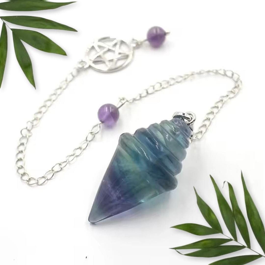 Natural Fluorite Spiritual Pendulum Pentagram Divination Tool for ...