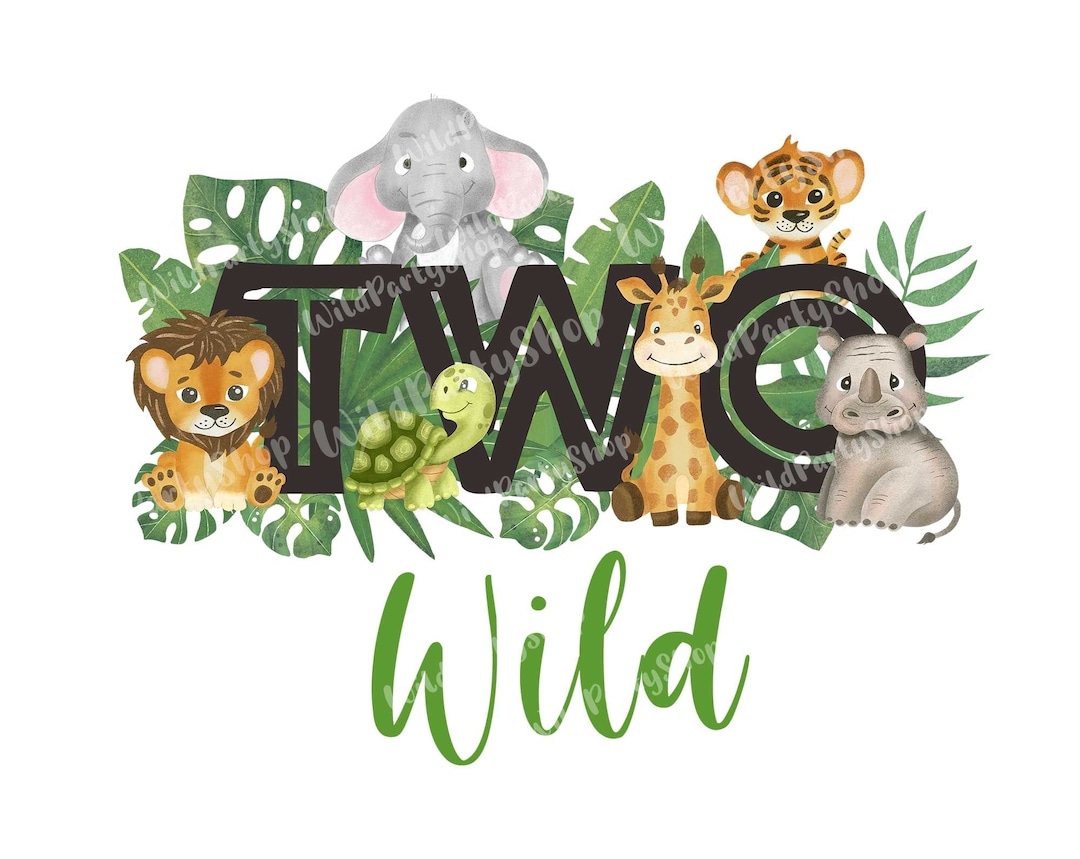 Two Wild PNG, 2nd Second Birthday, Safari Jungle Sublimation PNG File ...