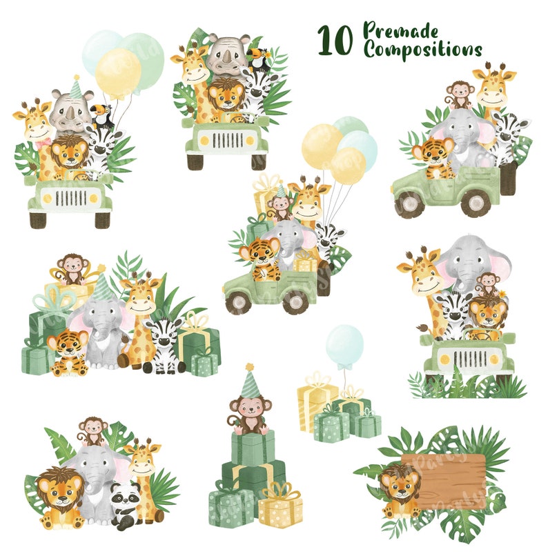 Safari Jungle Animals Clipart: Tropical Nursery PNG (digital Download ...