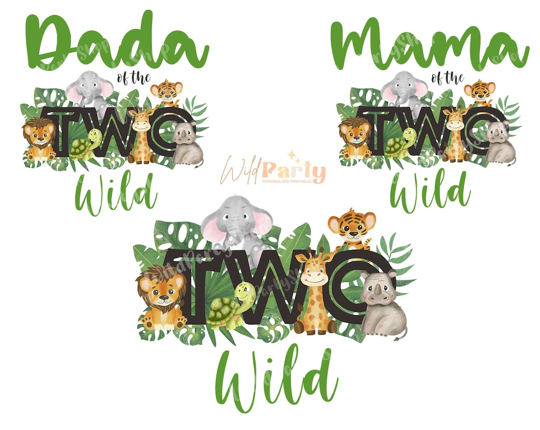 Two Wild Family Matching T-shirt Transfer, 2nd Second Birthday ...