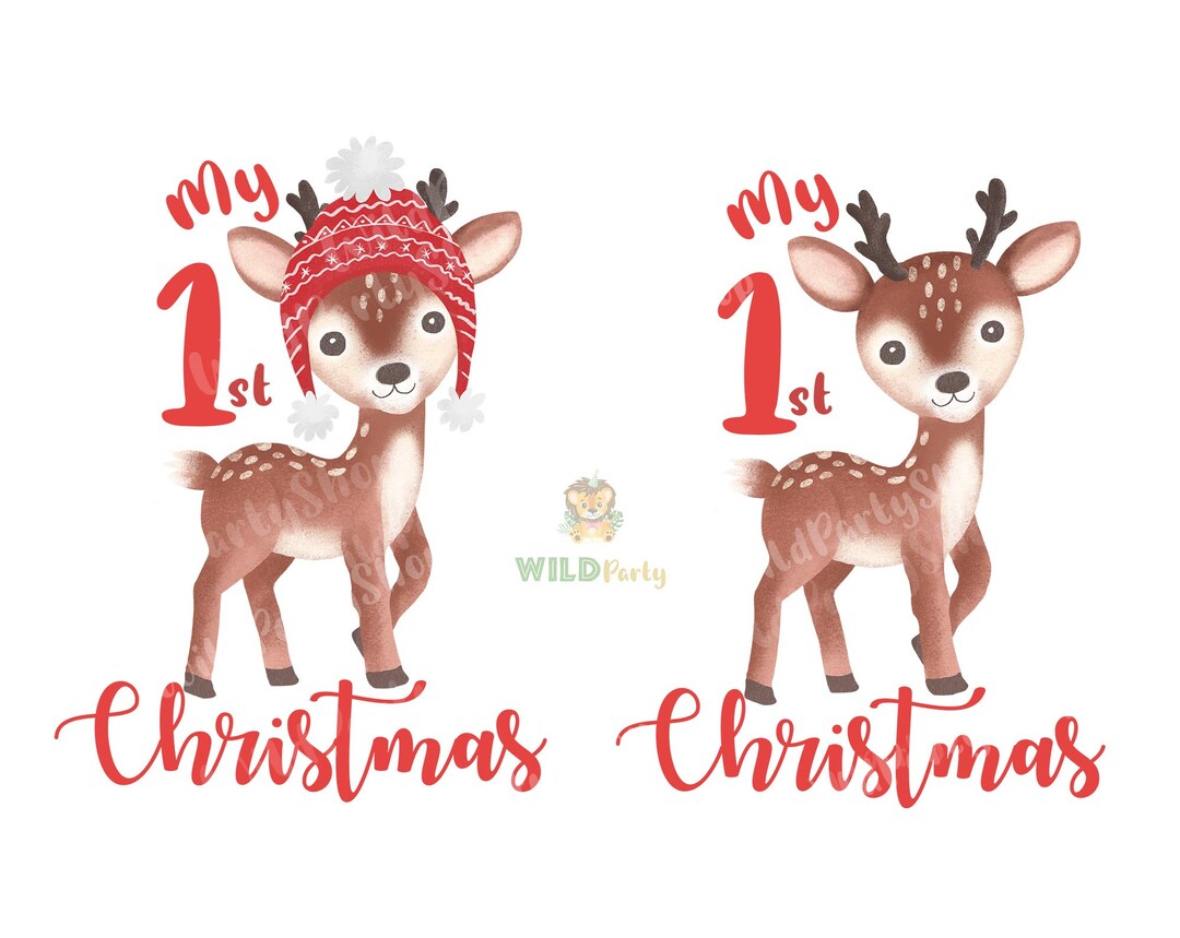 Baby's First Christmas Deer PNG: Woodland Animals, T-shirt Transfer ...