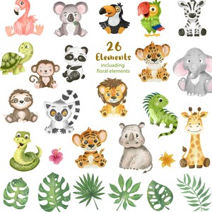 Safari Jungle Animals Nursery Clipart, Watercolor African Wild One ...