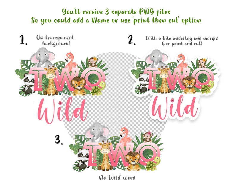 Two Wild PNG: Safari Animals, 2nd Birthday (digital Download) - Etsy