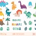 Dinosaur Bundle SVG Cut Files, Vector Dino Kids Clipart PNG Set, T-rex ...