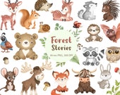 Woodland Animal Clipart Forest Nursery Cute Baby Animals - Etsy