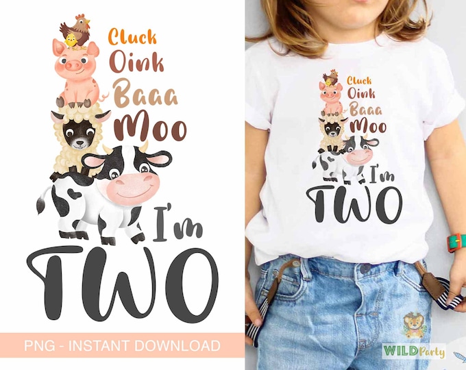 Oink Baa Moo I'am Two Png, Birthday , Farm Animals Png, Pig Sheep Cow ...