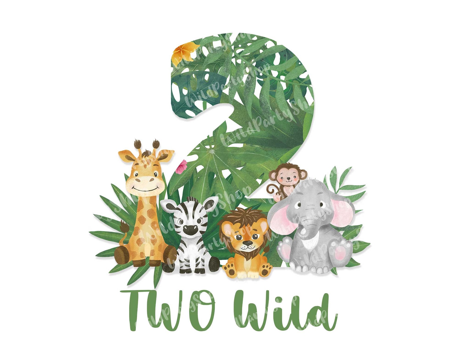 Two Wild Safari Animals PNG: 2nd Birthday Sublimation (digital Download ...