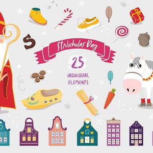 St Nicholas Clipart Set, Sinterklaas Collection, Saint Nick Christmas ...