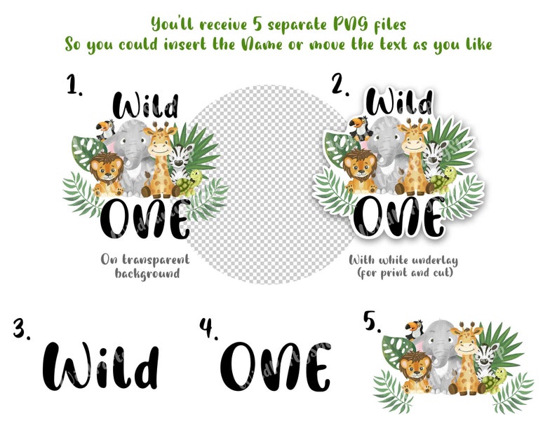 Wild One Safari Animals 1st Birthday T-shirt Transfer (digital Download ...