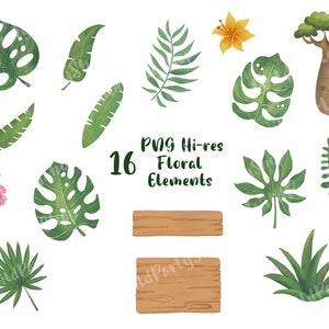 Safari Jungle Animals Clipart: Tropical Nursery PNG (digital Download ...