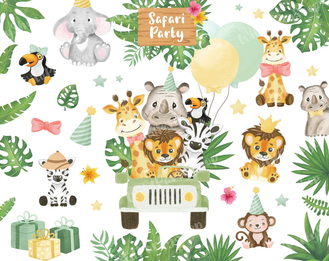 Safari Jungle Animals Clipart: Tropical Nursery PNG (digital Download ...