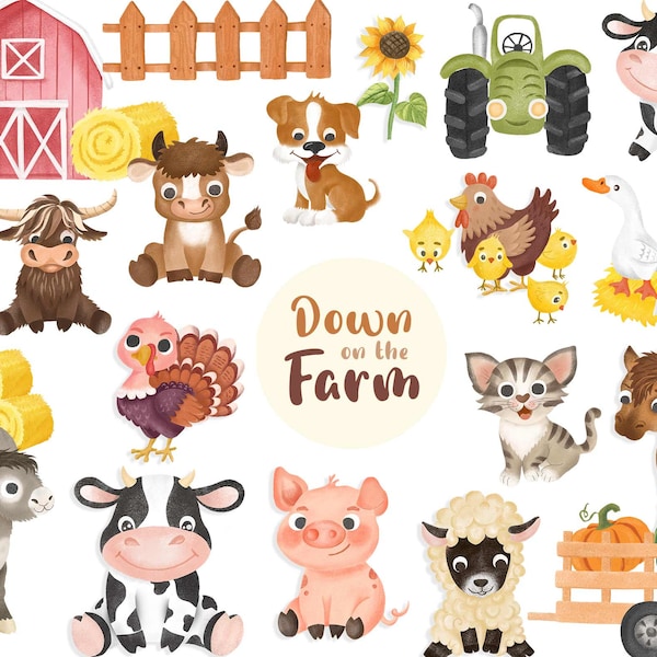 Farm Animal Clipart - Etsy