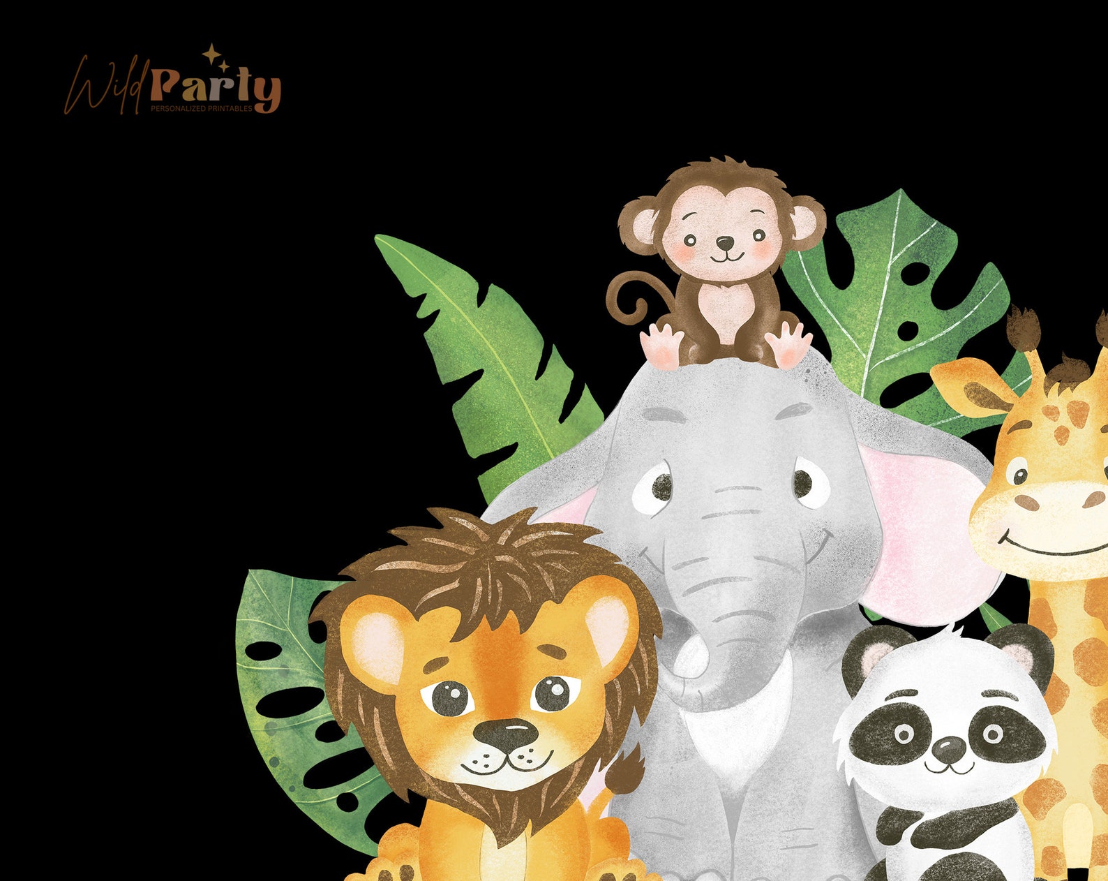 Safari Jungle Baby Animals Clipart: Tropical PNG Scenes (digital ...