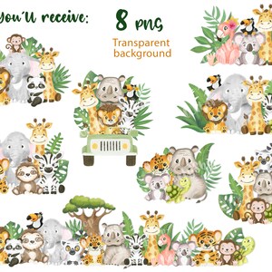 Safari Jungle Baby Animals Nursery Clipart. Tropical African Wild ...