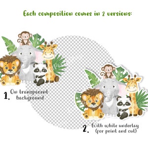 Safari Jungle Baby Animals Clipart: Tropical PNG Scenes (digital ...