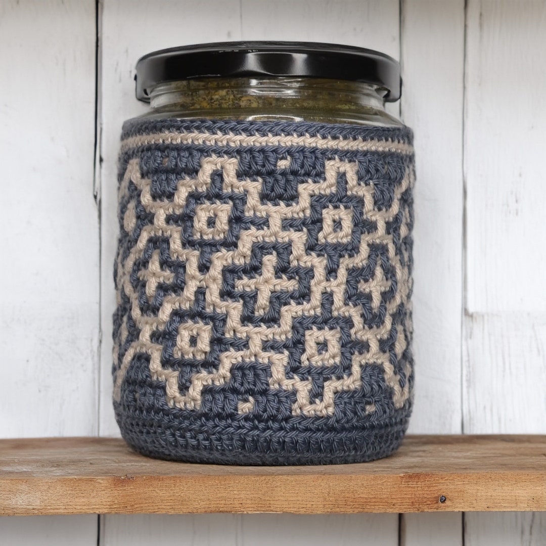Mason Jar Pattern NEIGHBORHOOD, Mosaic Crochet, Rustic Ethnic Motif ...