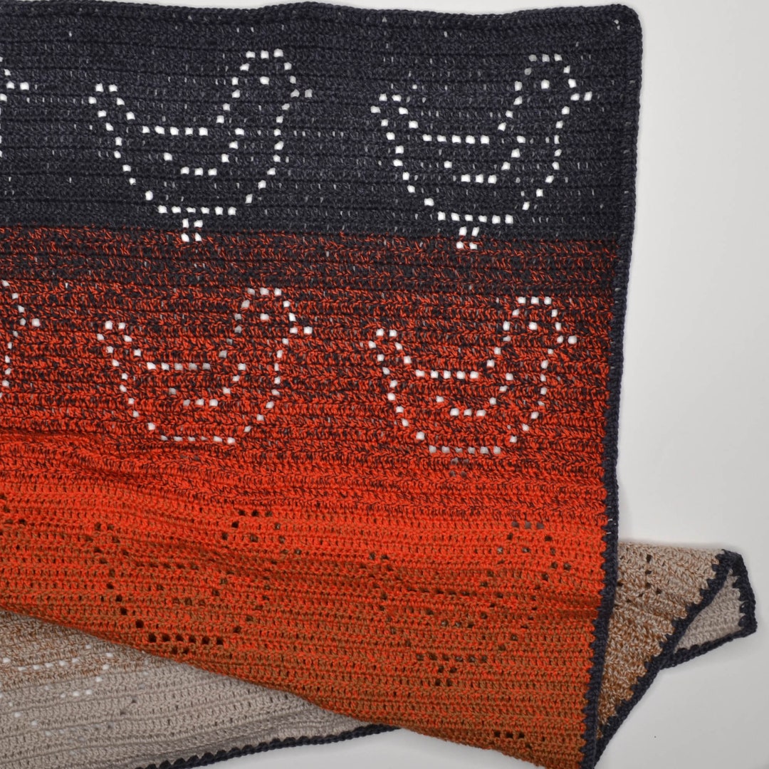Blanket Crochet Pattern Bird, Modern Filet Crochet, Cosy Crochet Design ...