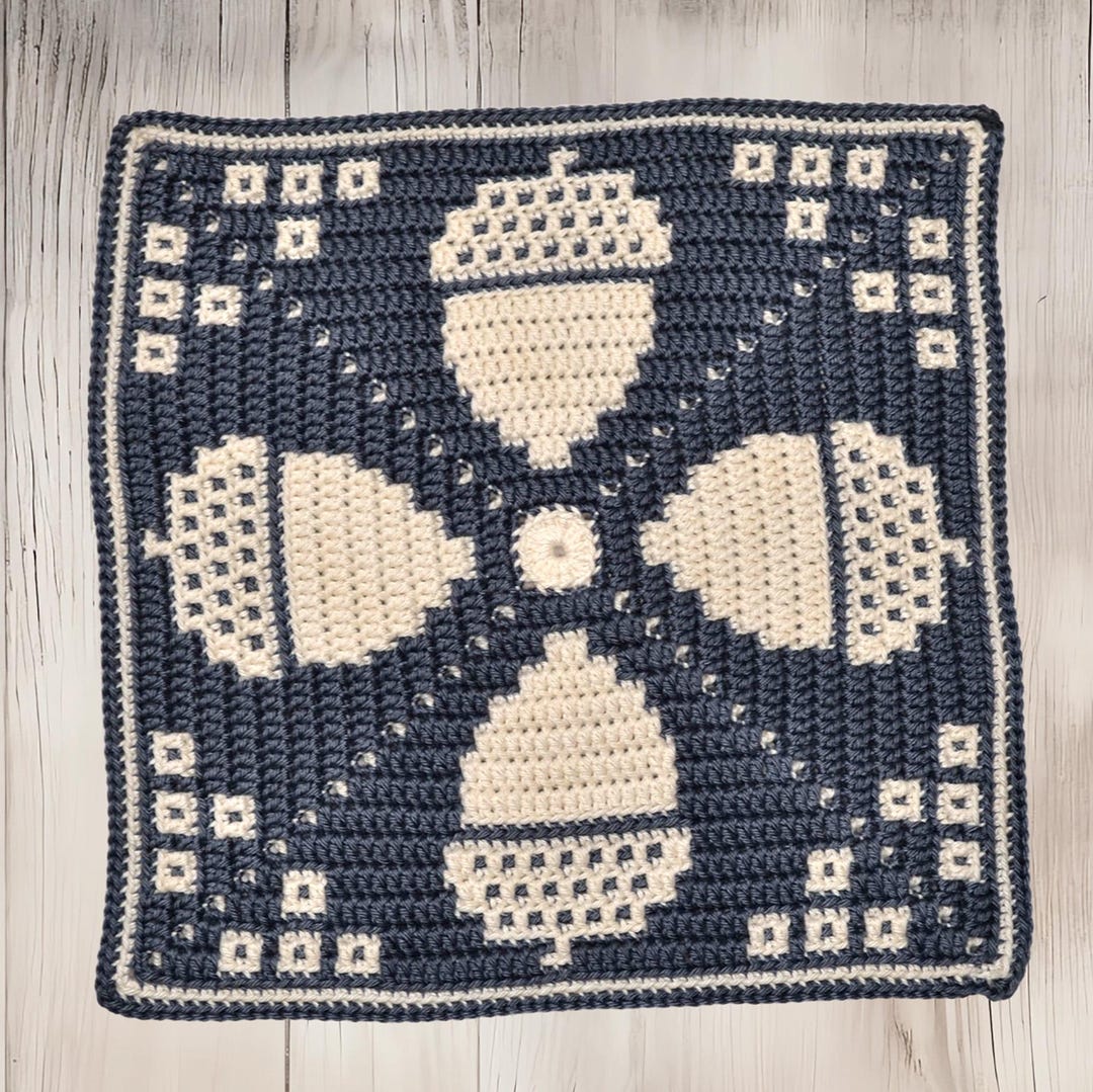 Acorn Crochet Pattern, Mosaic Overlay Square, in Rounds, Table Runner ...