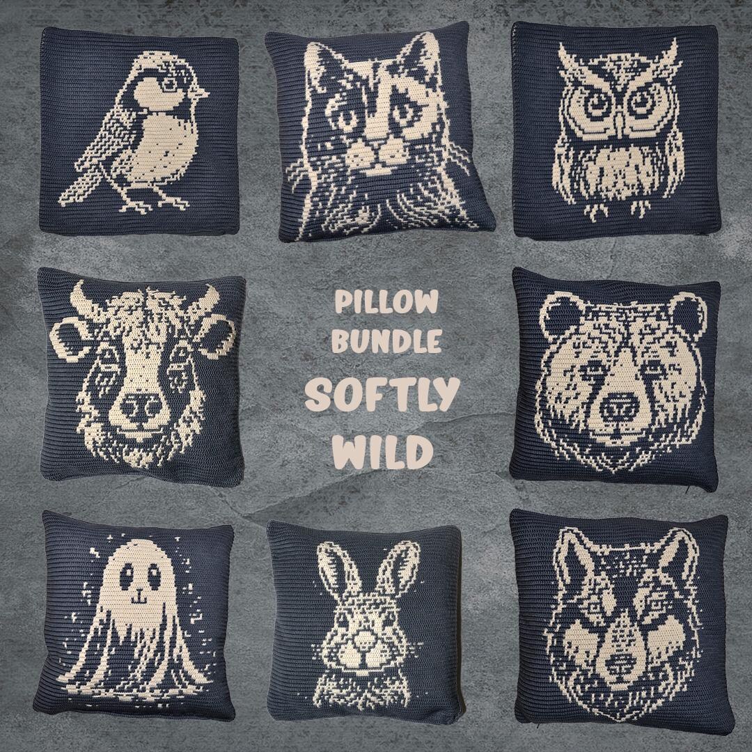 Animal Pillow Case Pattern Bundle: Mosaic Overlay Cushion (PDF Patterns ...