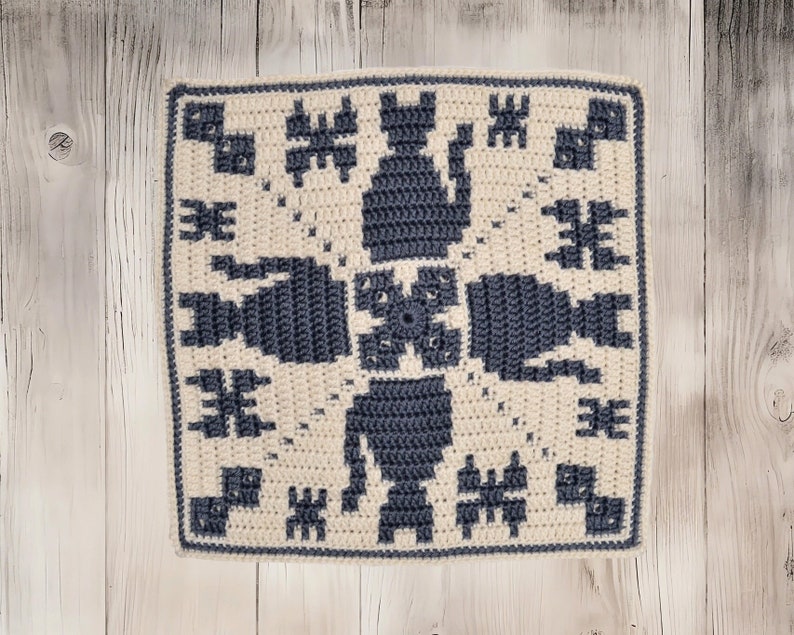 Pattern Crochet Square Mosaic Cat, Mosaic Overlay Afghan Blanket Square ...