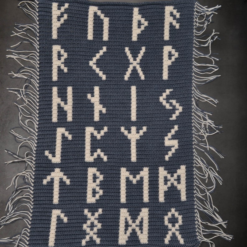 Runes Wall Hanging Crochet Pattern, Mosaic Overlay Runic Alphabet ...