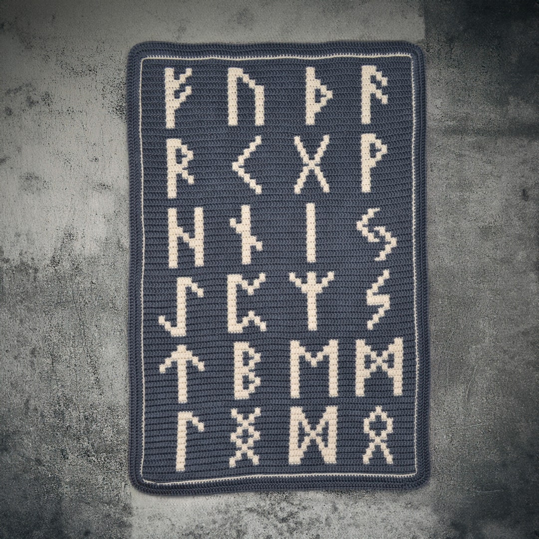 Runes Wall Hanging Crochet Pattern, Mosaic Overlay Runic Alphabet ...