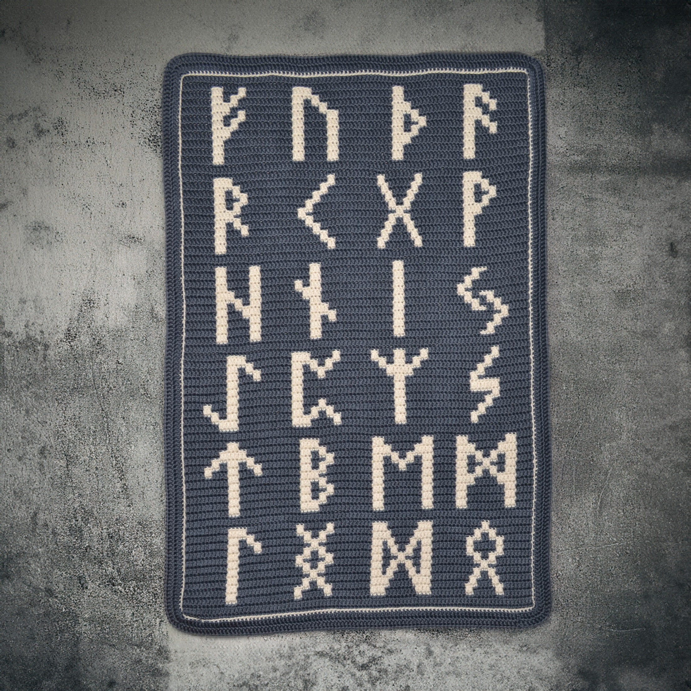 Runes Wall Hanging Crochet Pattern, Mosaic Overlay Runic Alphabet ...