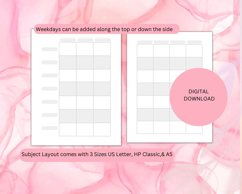 Subject Layout Planner Insert Digital Download - Etsy