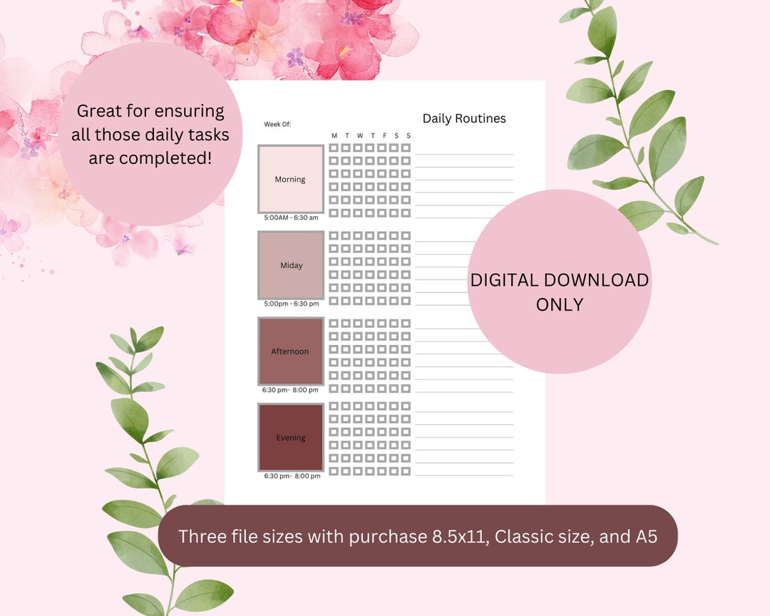 Daily Routines Checksheet - Etsy