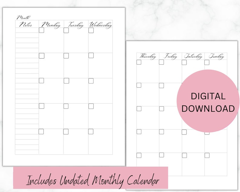 Daily Layout Insert, Monthly Calendar, Layout Minimalist Insert, HP ...