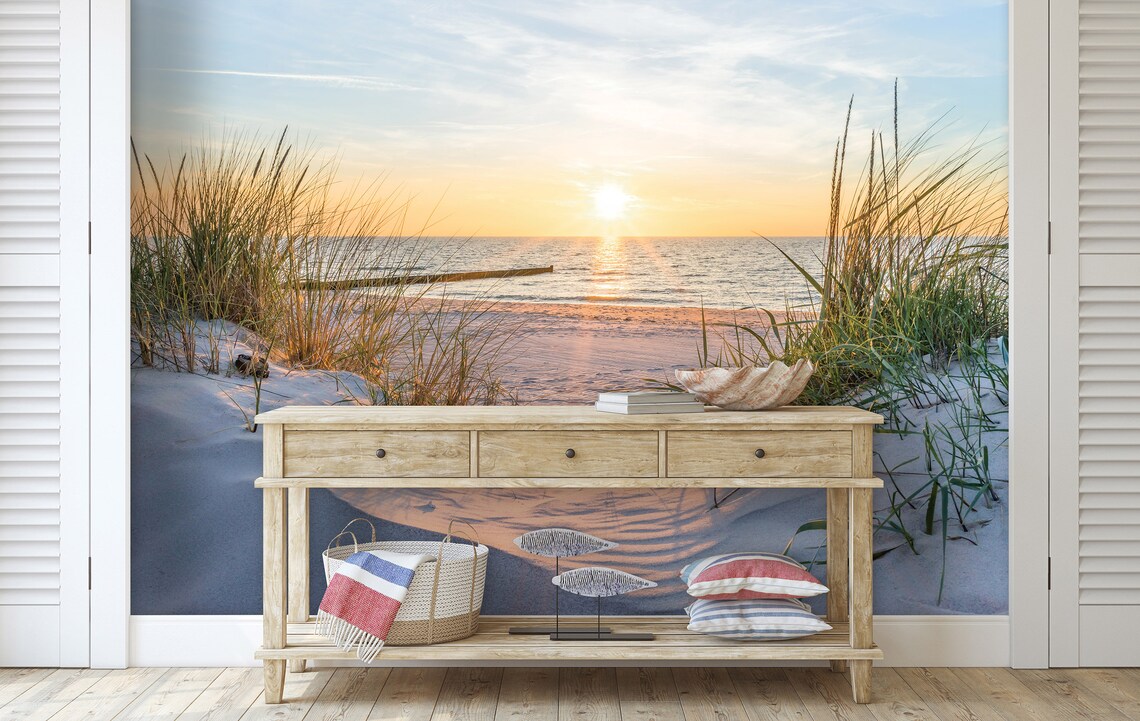Photo Wallpaper 3D Beach Landscape Nature Wall Mural for - Etsy