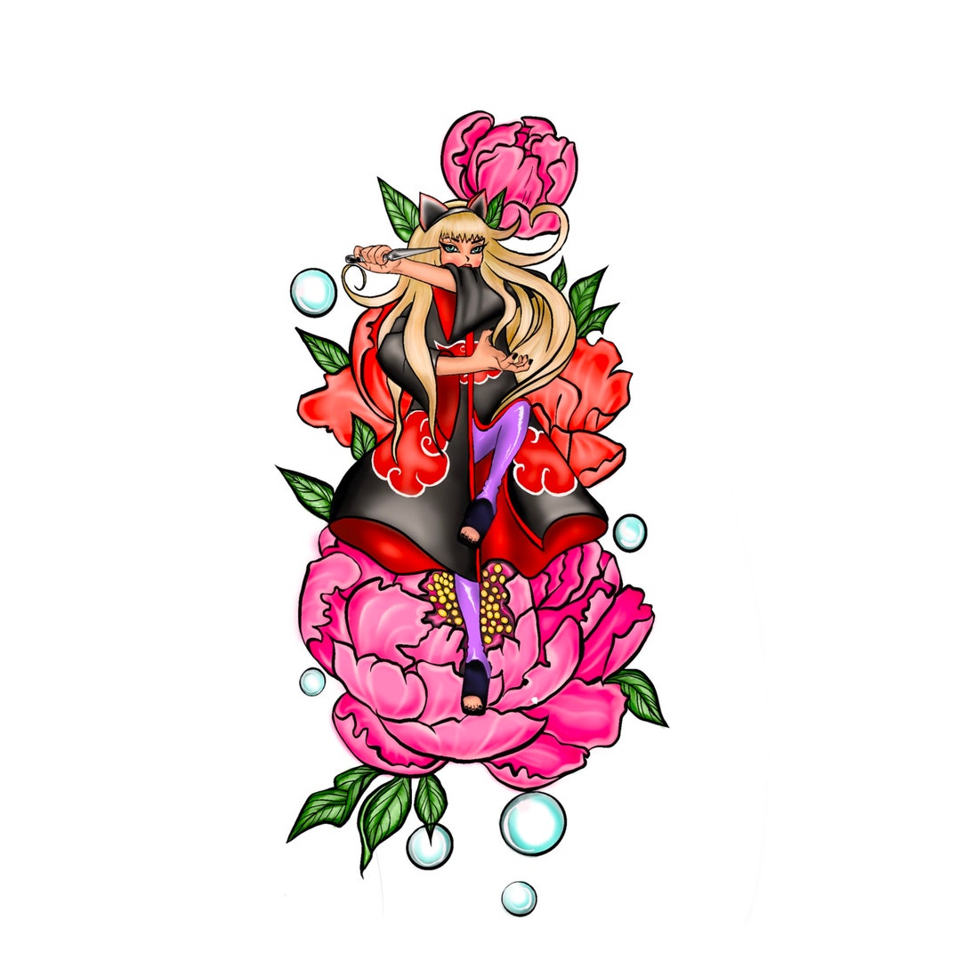 Anime Girl W Flowers Beautiful Print Png - Etsy