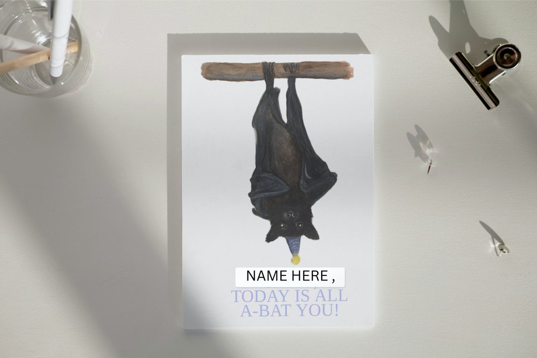 Personalized Birthday Bat Card Party Animal/bat Pun Card - Etsy