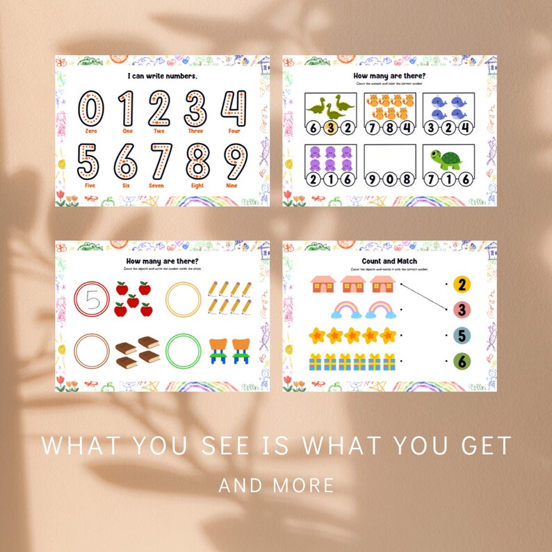 Fun Printable Activity Sheets for Kids Learn Numbers 0-9 30 Pages of ...